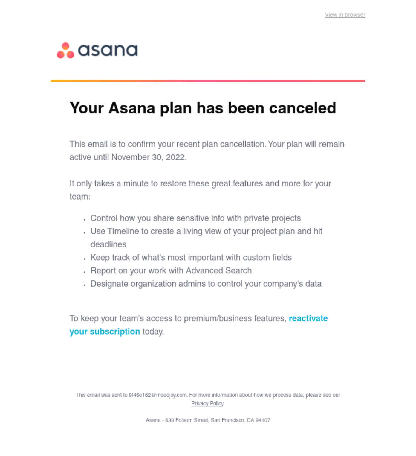 SaaS Cancellation Email Examples Free Template
